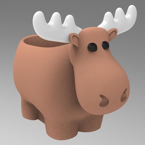 Moose Flower Pot Planter, Pencil Holder - 3D Model STL File - Etsy