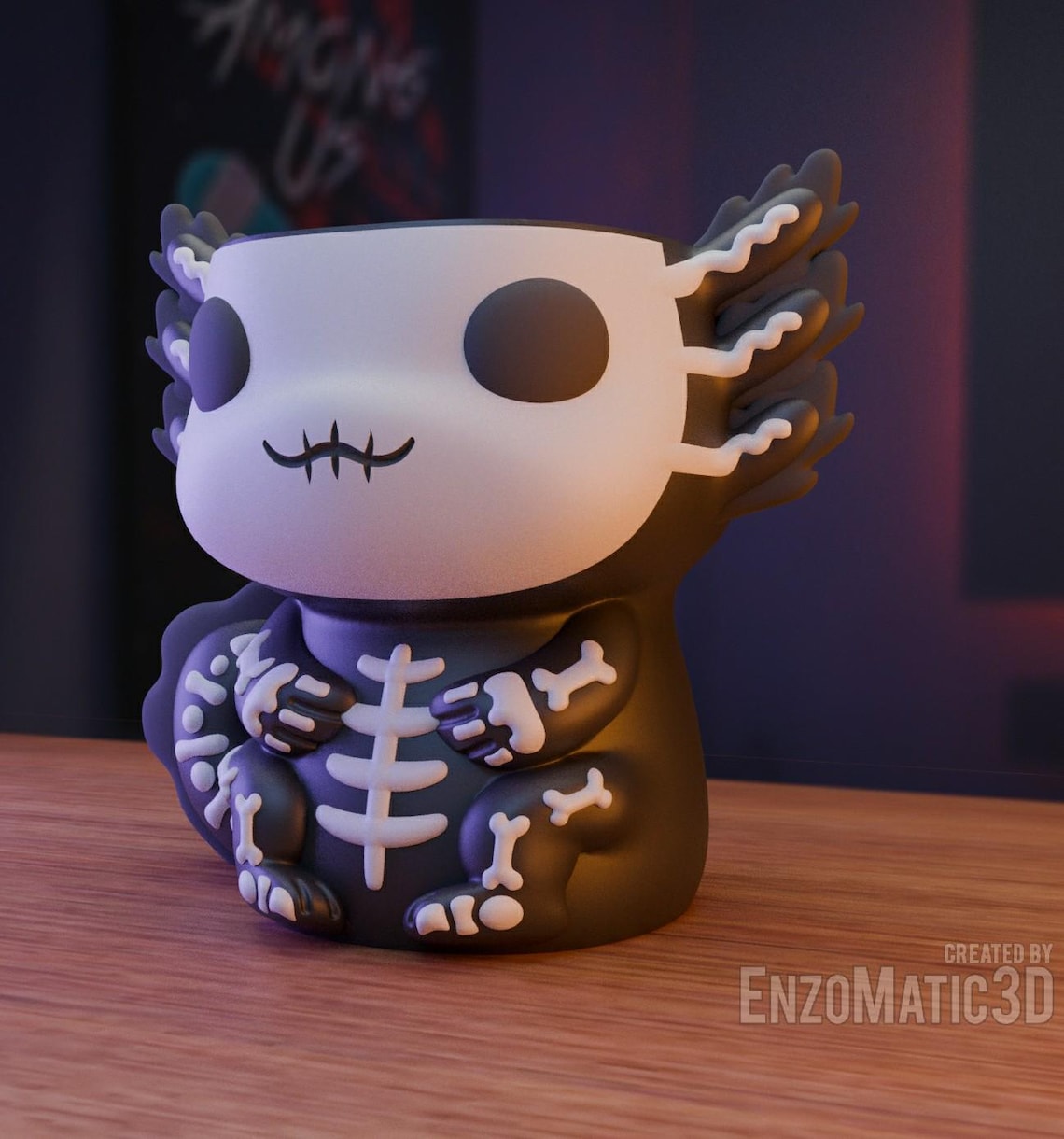 Spooky Horror Halloween Flower Pot Axolotl - Pencil Holder, Planter ...