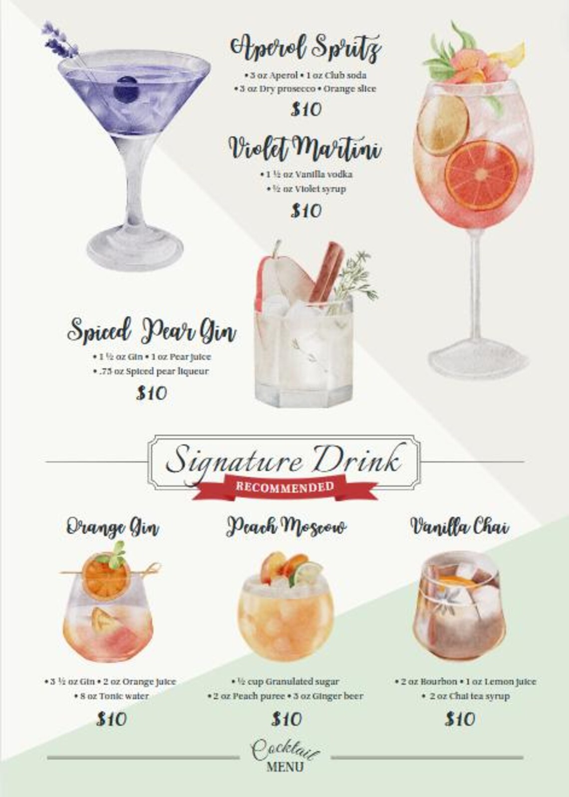 Cocktail Bar Signature Drink Sign, Editable Drink Menu, Printable Bar ...