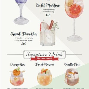 Cocktail Bar Signature Drink Sign, Editable Drink Menu, Printable Bar ...