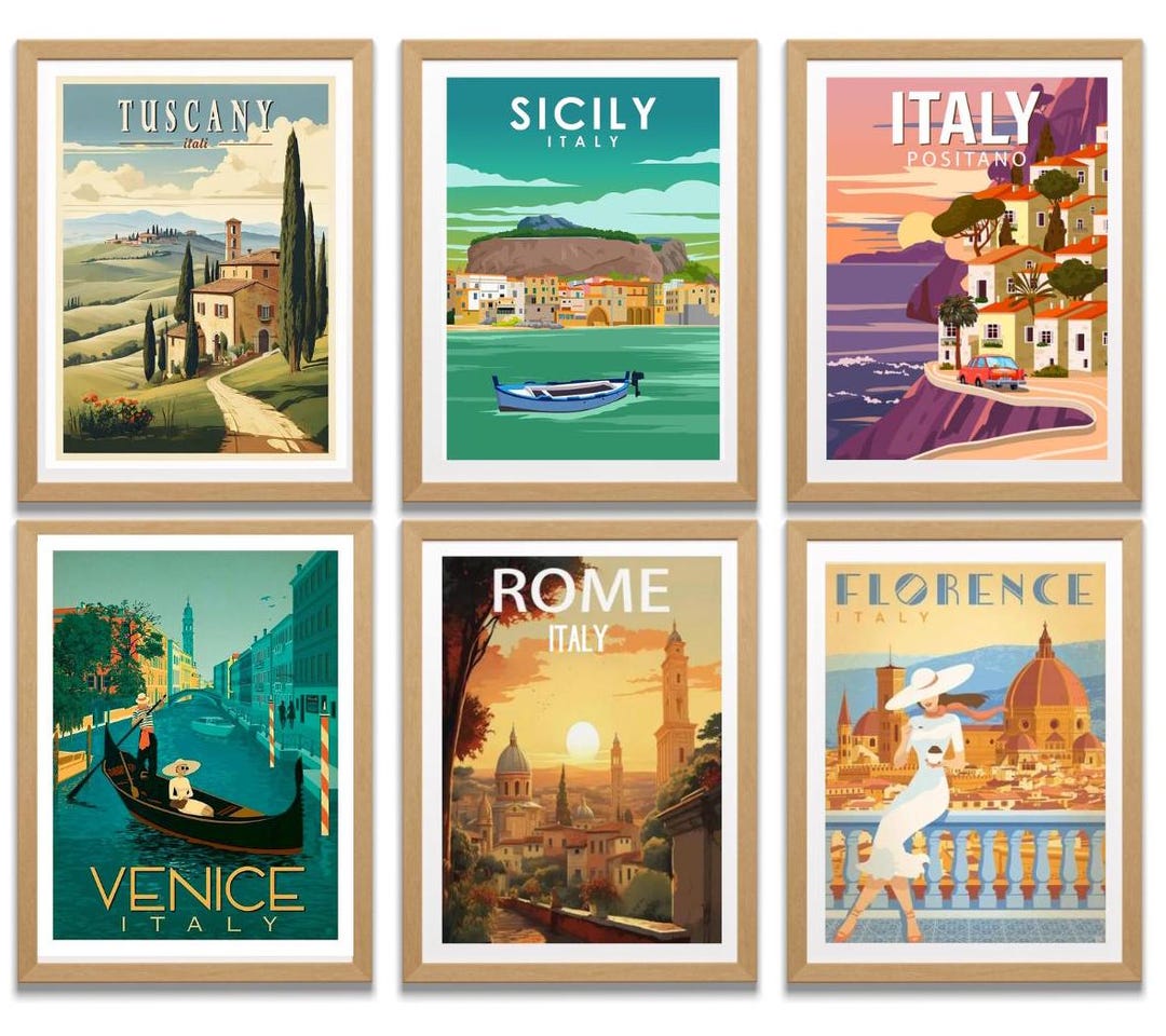 Set of 6 Digital Posters - Italy Theme | Italian Cities, Landscapes ...