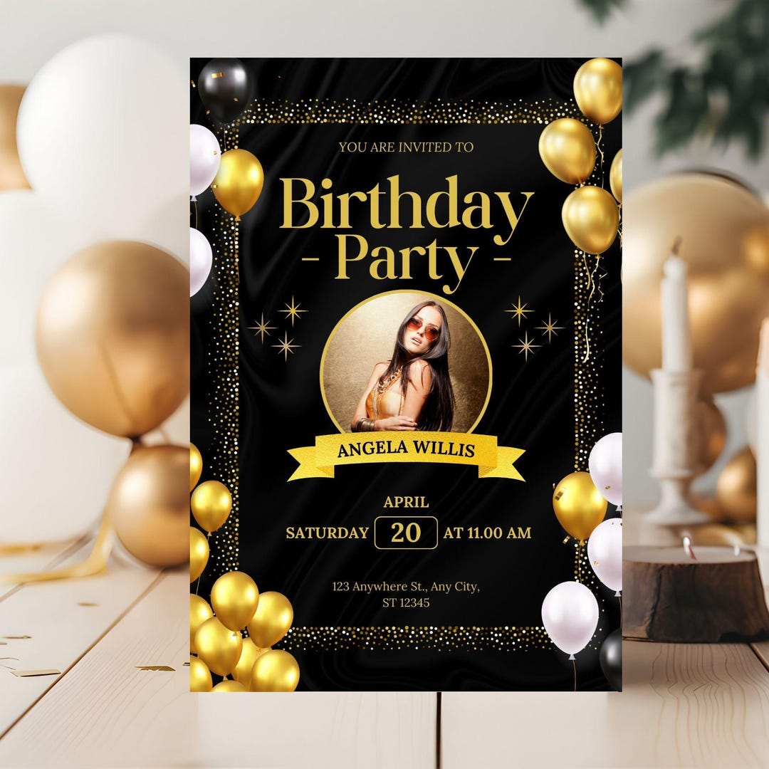 Editable Birthday Invitation, Template Invitation, Modern Birthday ...