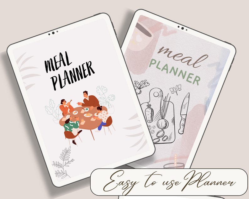 Digital Meal Planner Printable Template, Monthly/weekly Menu Planner ...