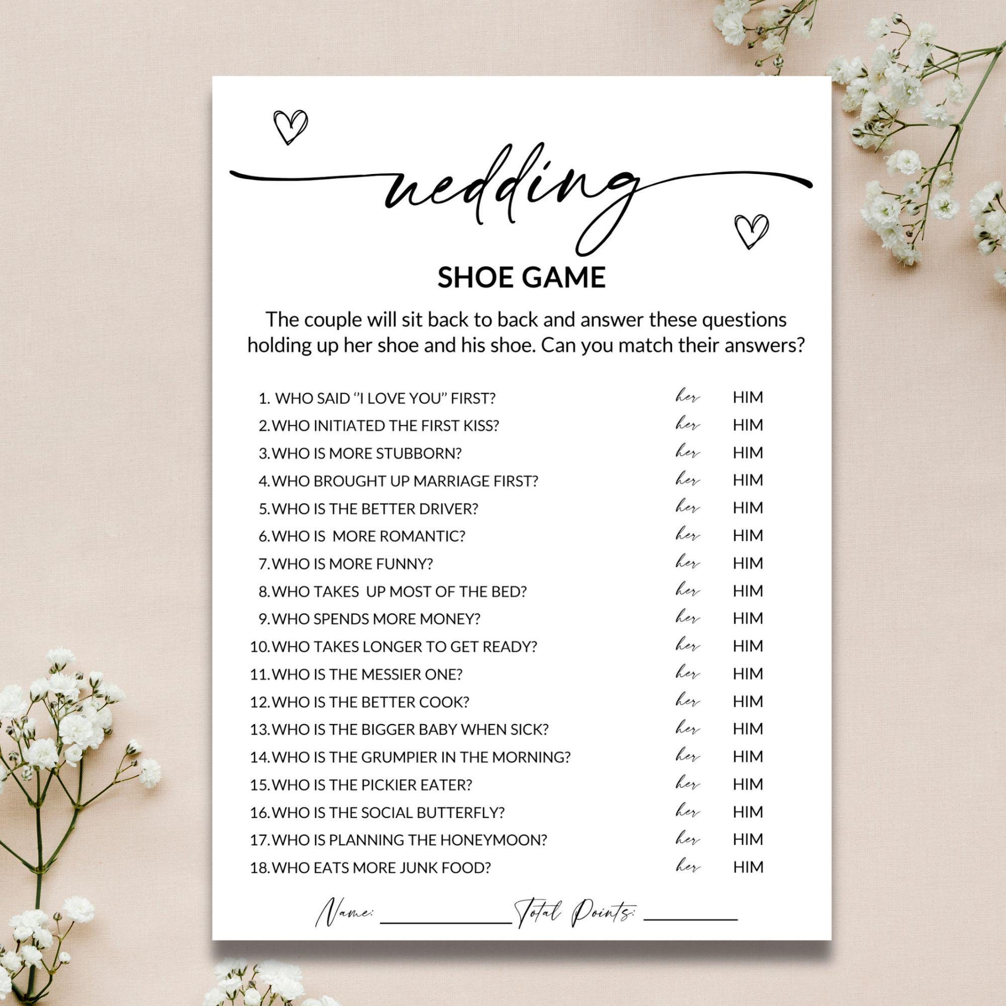 Wedding Shoe Game Bridal Shower Shoe Game Bridal Shower Games Wedding ...