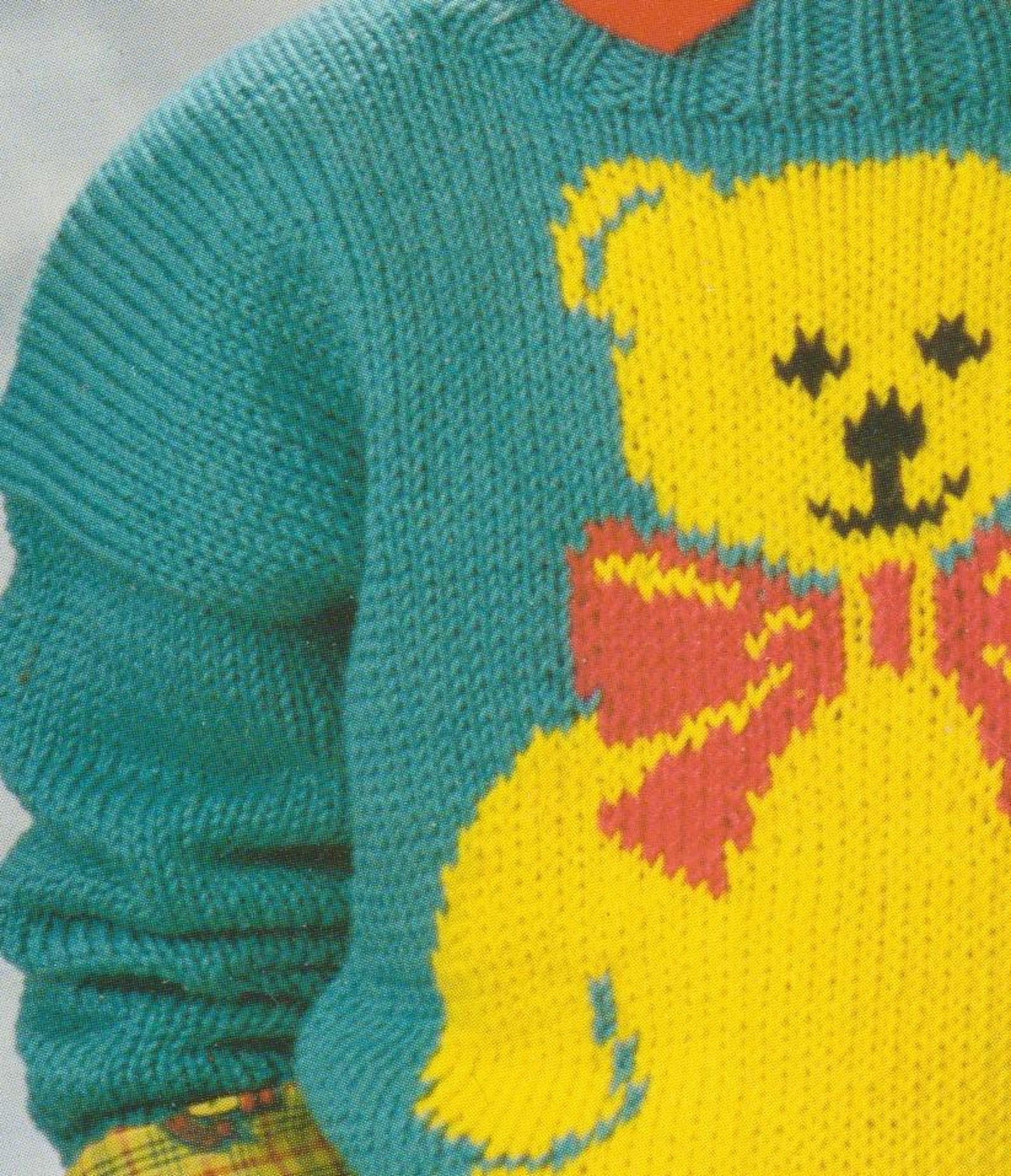 Teddy Bear Sweater Knitting Pattern, Child's Cotton D.K. Yarn (PDF ...