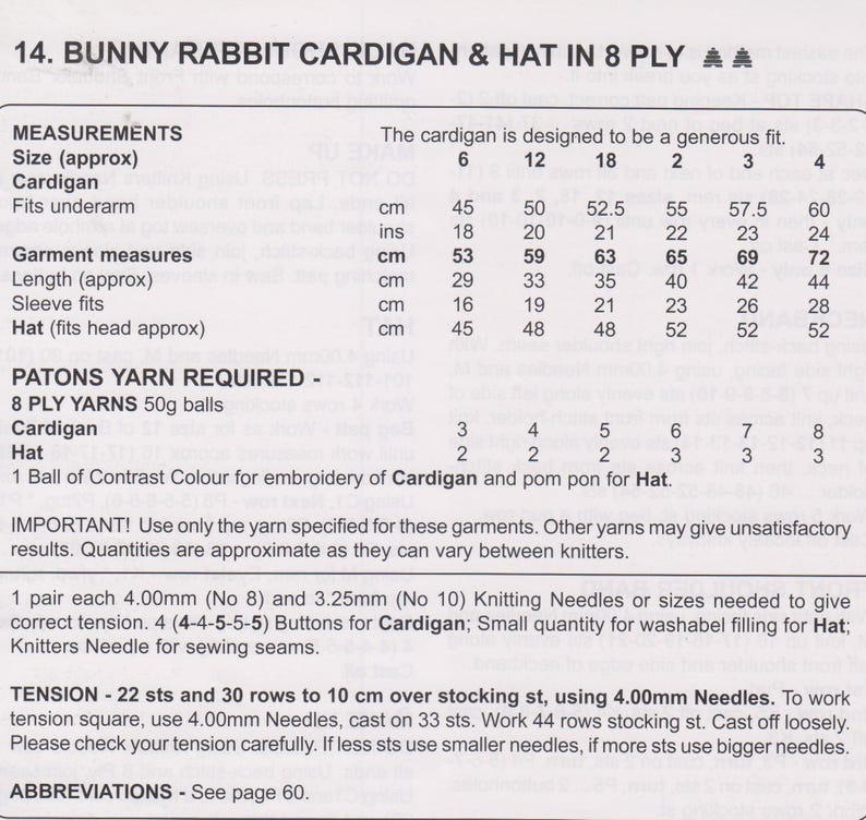 Bunny Rabbit Sweater and Cardigan Knitting Pattern - Etsy