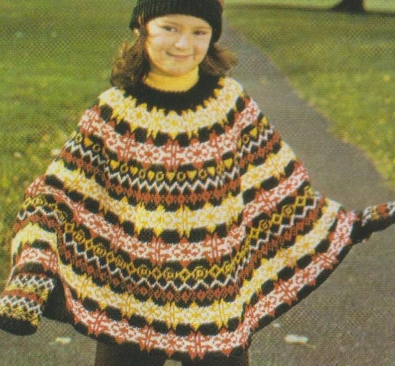 Nordic Look Poncho, Beanie and Mittens Knitting Pattern - Etsy