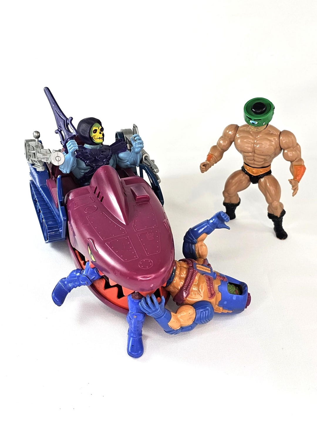 Skeletor, Cyclops, Land Shark, and Man-e-faces Vintage 1980's Masters ...