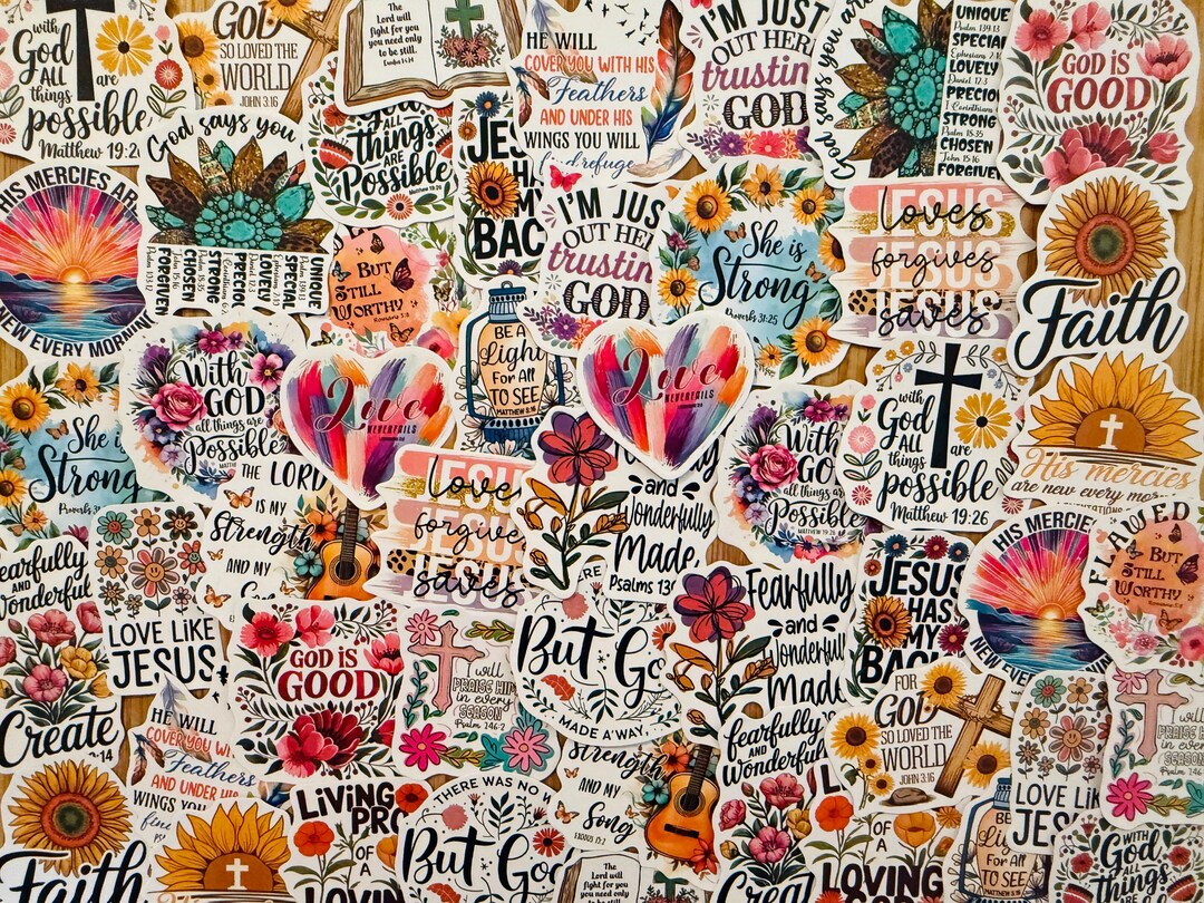 Christian Graffiti Stickers: Bible Verse Faith Decals - 50 Piece Set - Etsy
