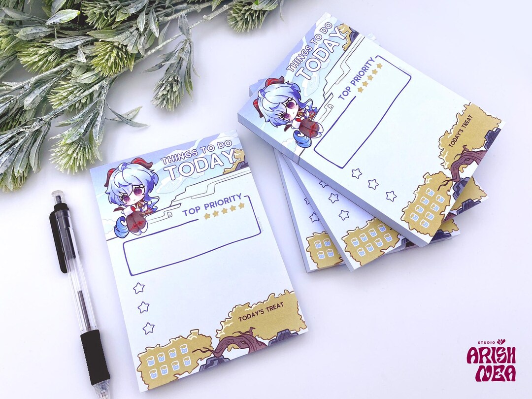Ganyu Genshin Impact Notepad Daily Planner To-do List A6 Notepad Sized ...