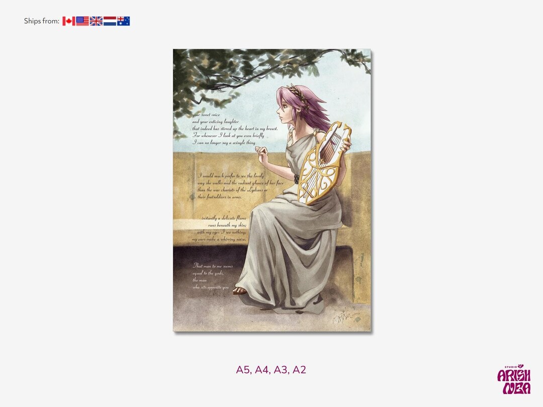Sappho From Lesbos Soleil Fire Emblem With Sappho's Poem Fine Art Print ...