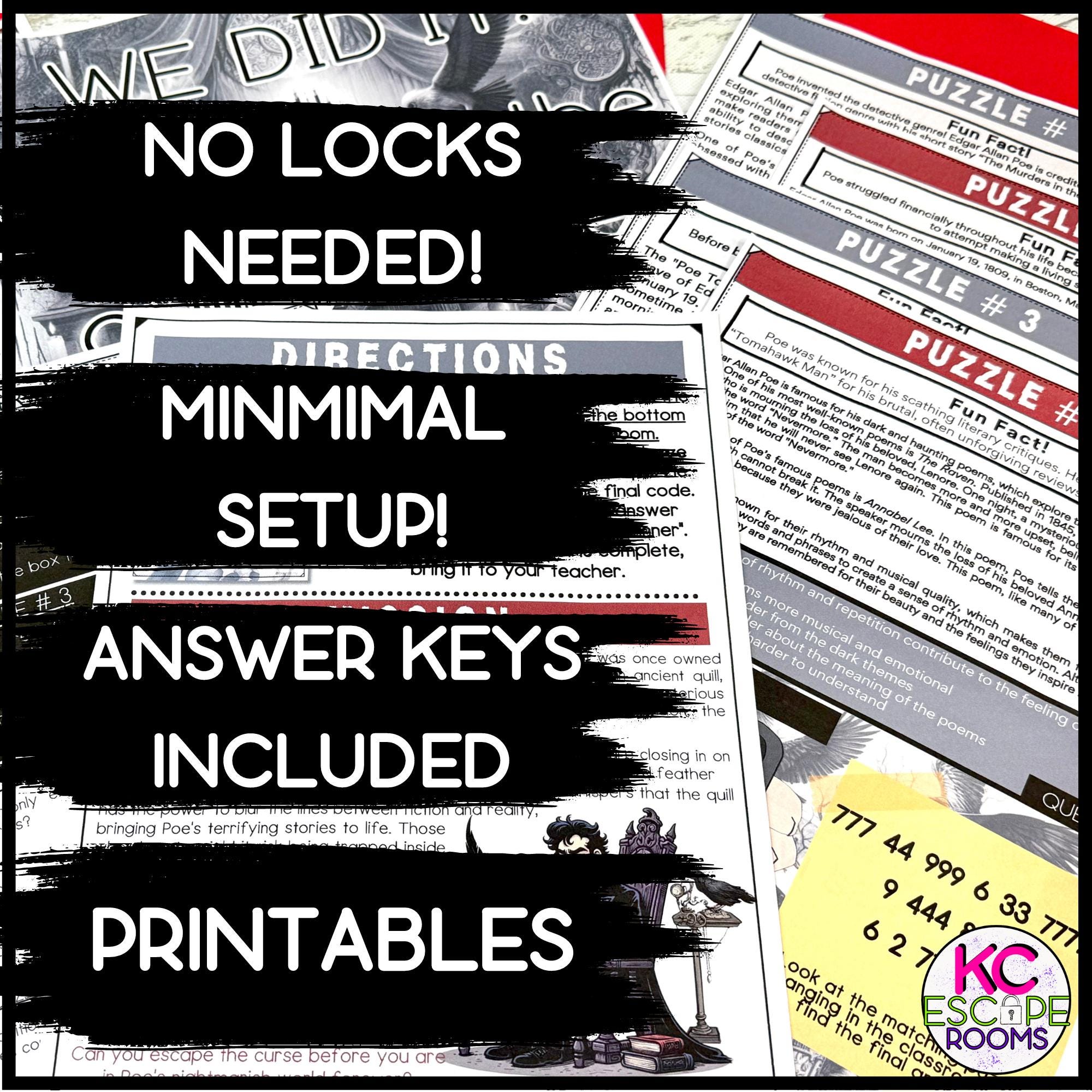 Edgar Allan Poe Printable Escape Room - Classroom Activities ...