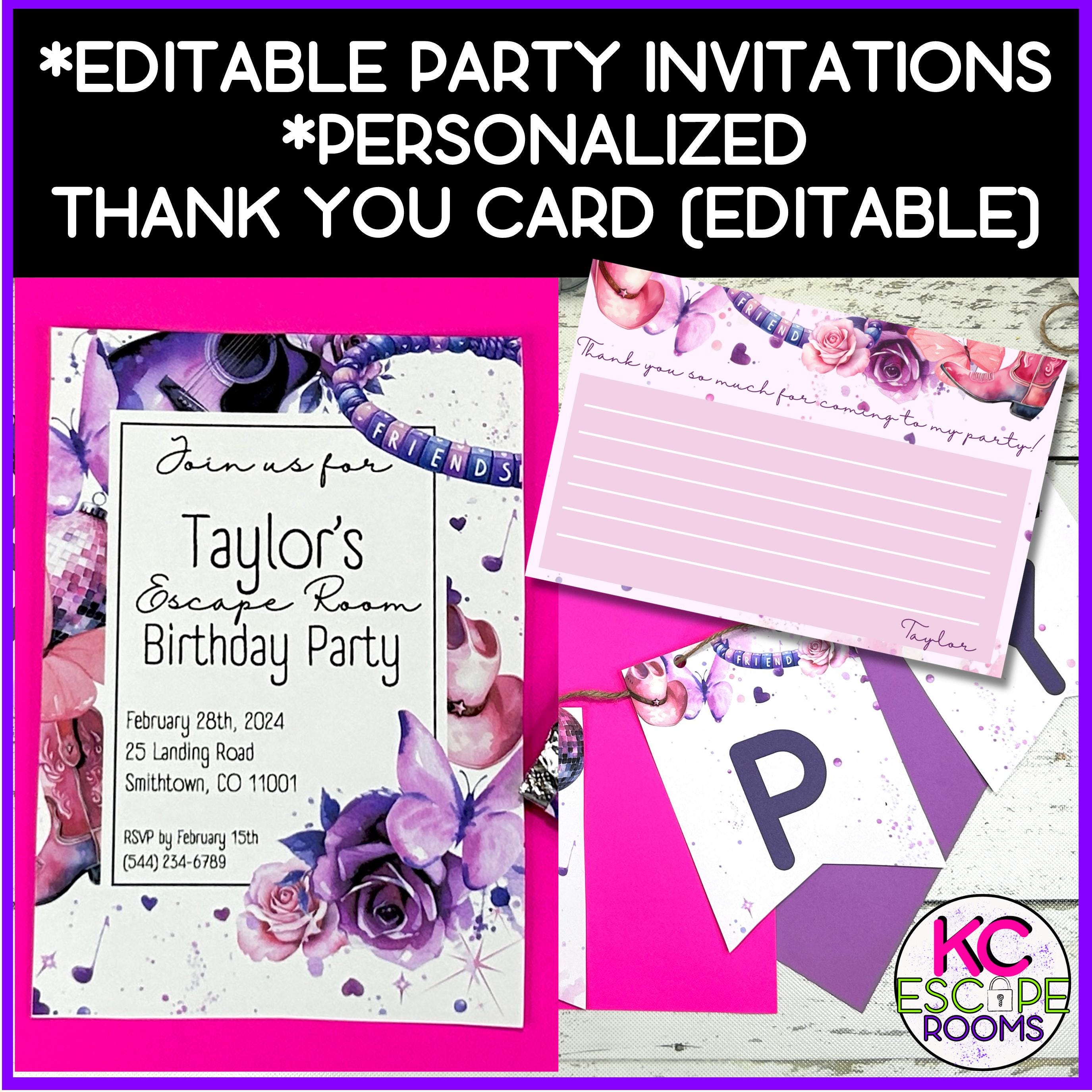 Taylor Swiftie Party Pack - Party Package - Printable Escape Room - DIY ...