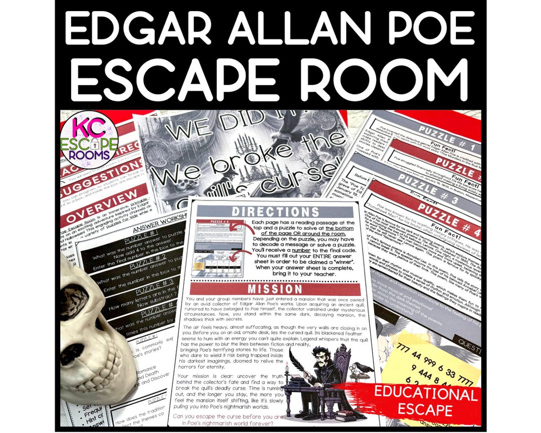 Edgar Allan Poe Printable Escape Room - Classroom Activities ...
