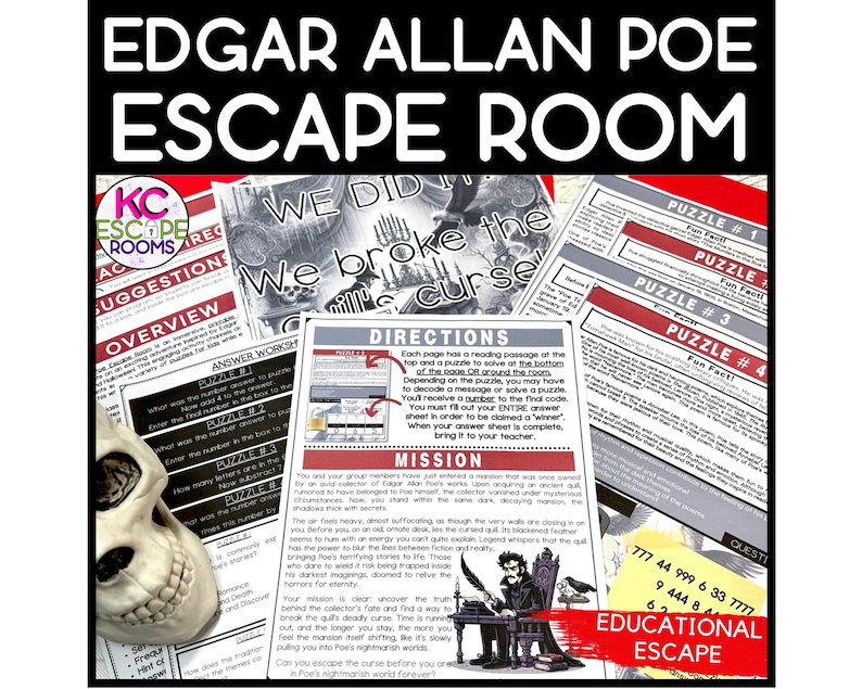 Edgar Allan Poe Printable Escape Room - Classroom Activities ...