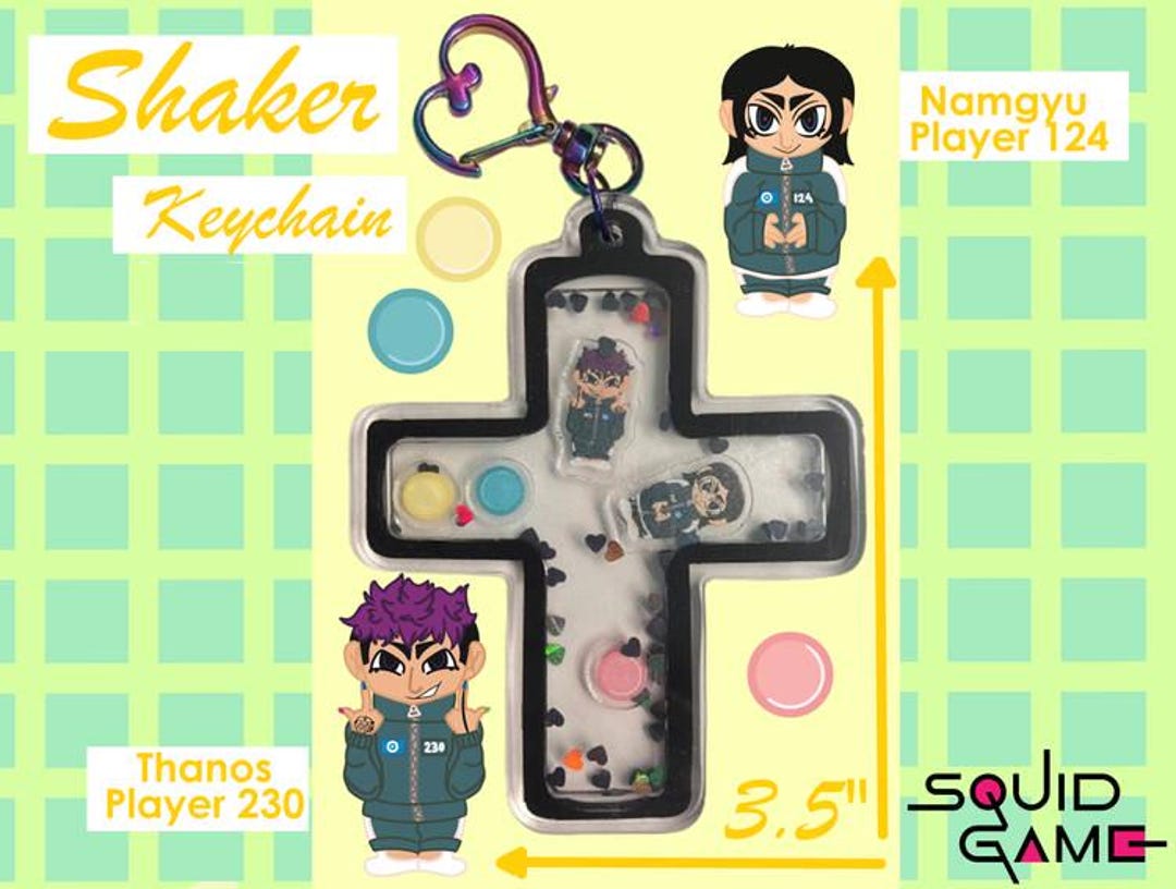 Squid Game Thangyu Shaker Keychain - Namgyu X Thanos Pill Cross 3.5" Acrylic Shaker - Etsy