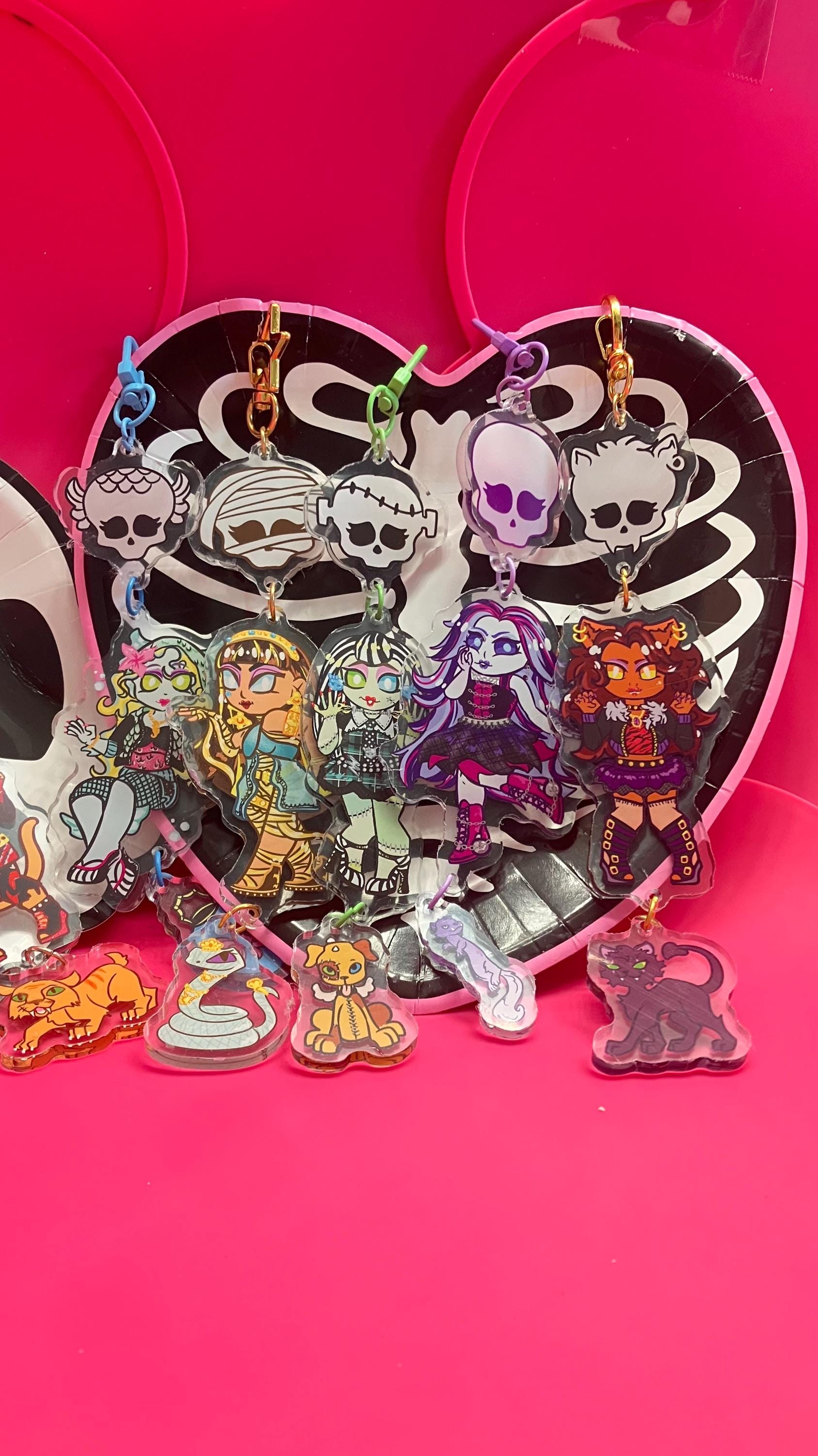 Monster Girls 3-part-connected Keychain : 1.5/3" Acrylic Skull-body-pet ...