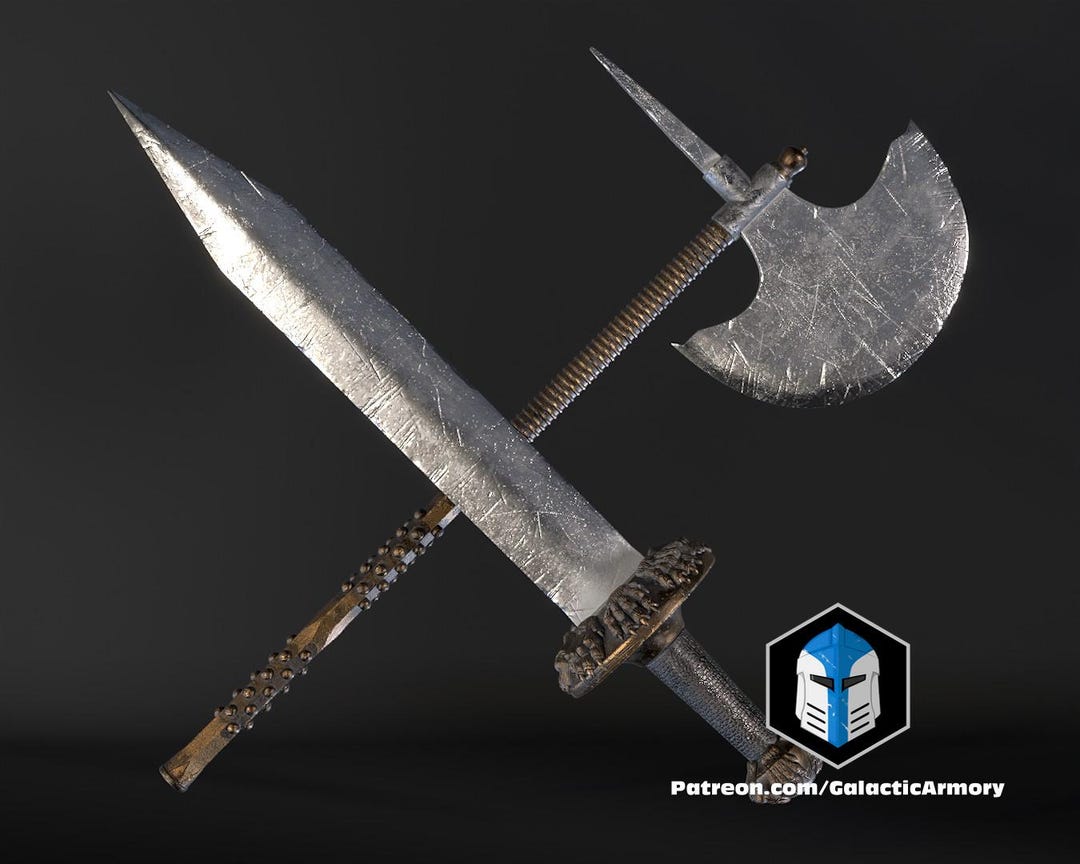 Gladiator Tigris of Gaul Sword / Axe DIY Kit 3D Printed Prop- Galactic ...