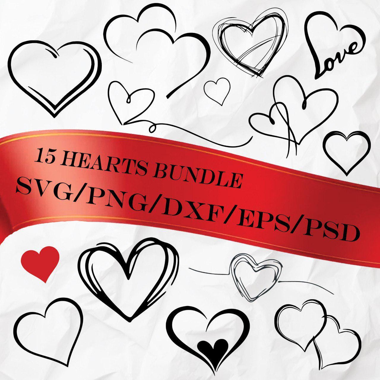 Love Hearts SVG Bundle - Instant Download Clipart Set, Heart Bundle ...