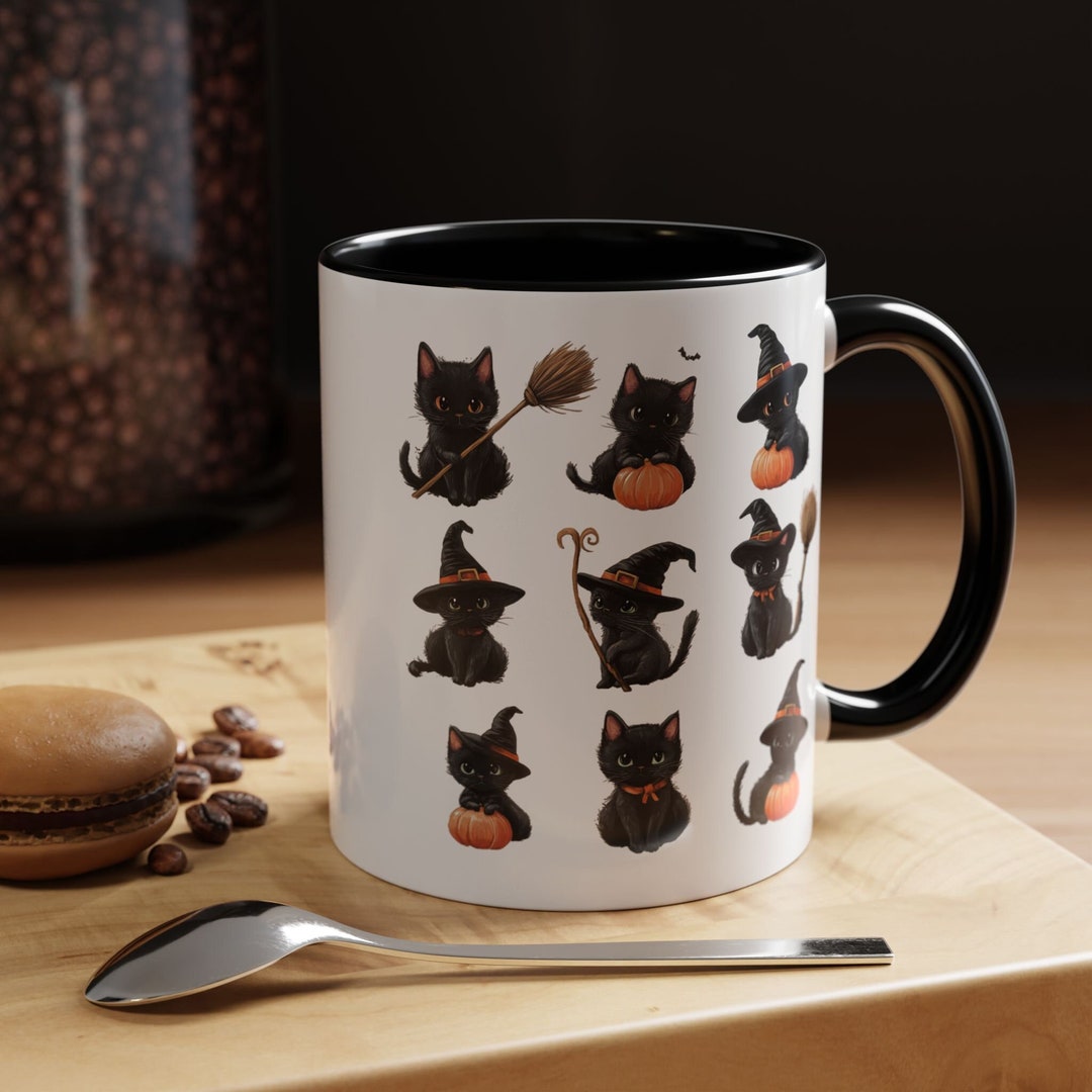 Black Cat Halloween Mug, Cute Halloween Coffee Mugs, Halloween Themed ...