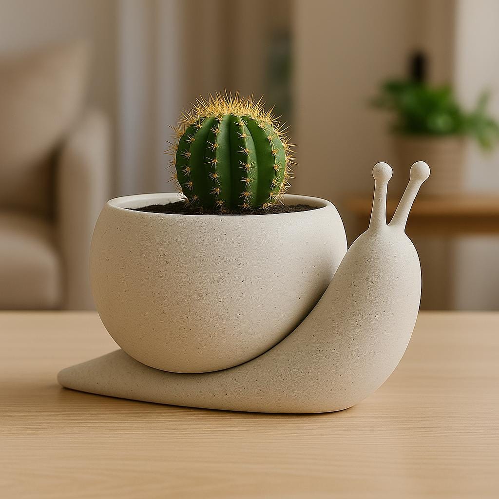Minimalist Snail Planter – 3D Printed Resin Snail Pot – Cute Succulent ...