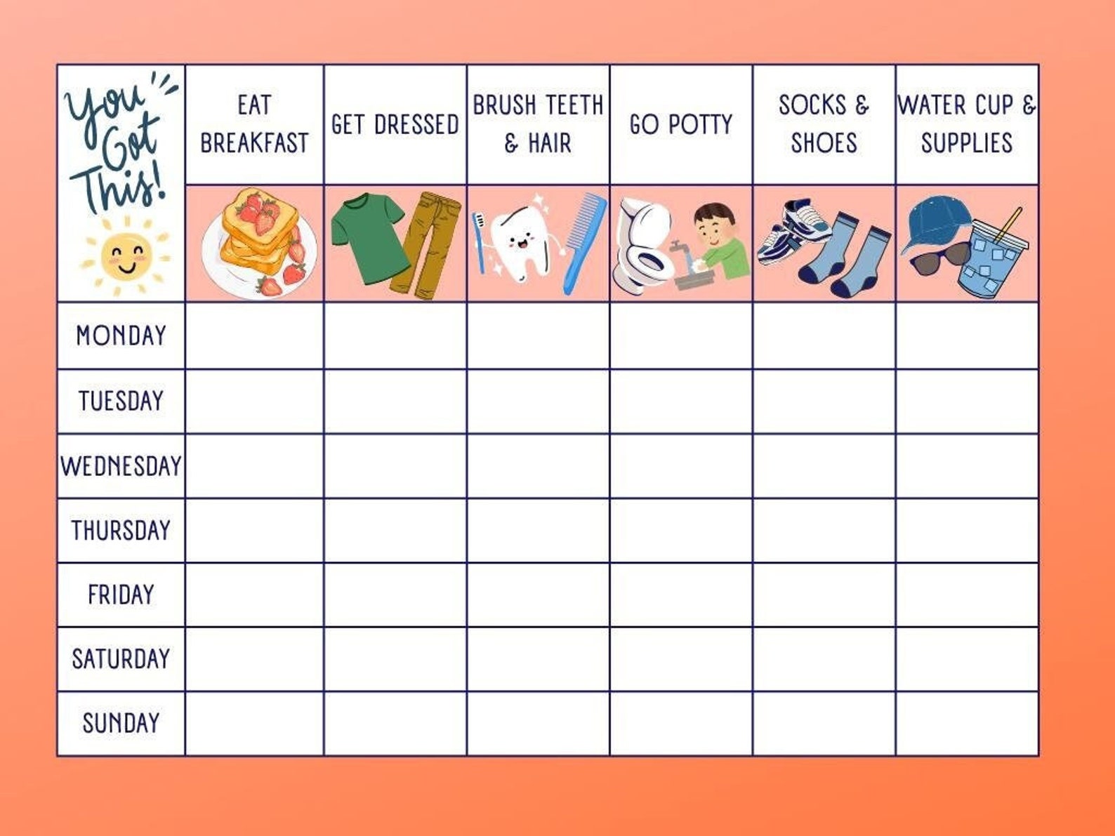 Toddler Morning Routine Chart - Etsy