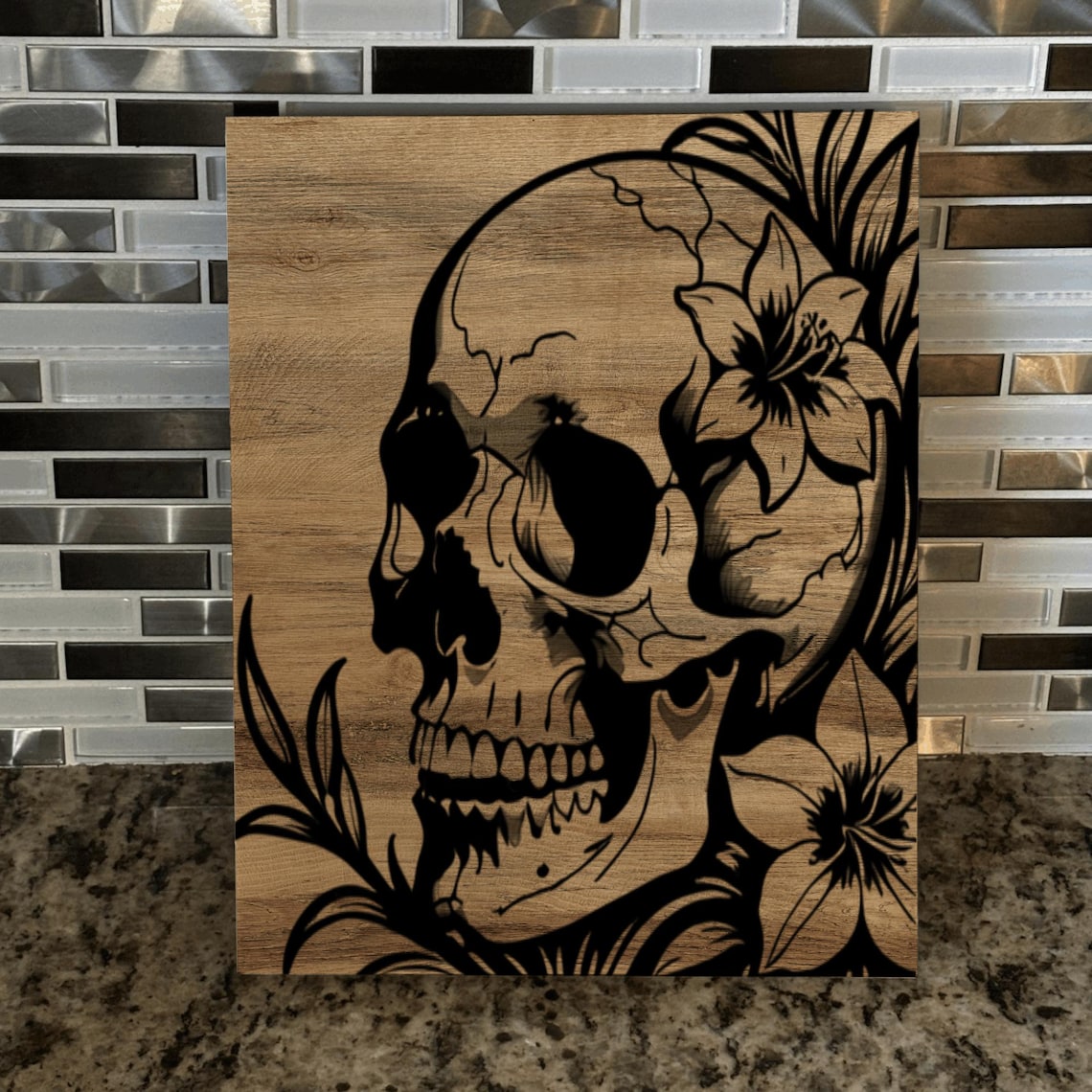 Skull and Flowers Wood Burning Pattern 50 Pack, Template, 512x512 PNG ...