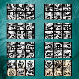 Bear Wood Burning 50 Pack Stencil, Template, 512x512 PNG, Various Bears ...