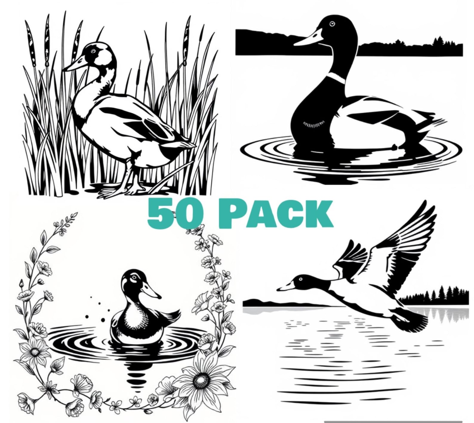 Ducks Wood Burning Pattern - 50 Unique Stencils for Easy Digital ...