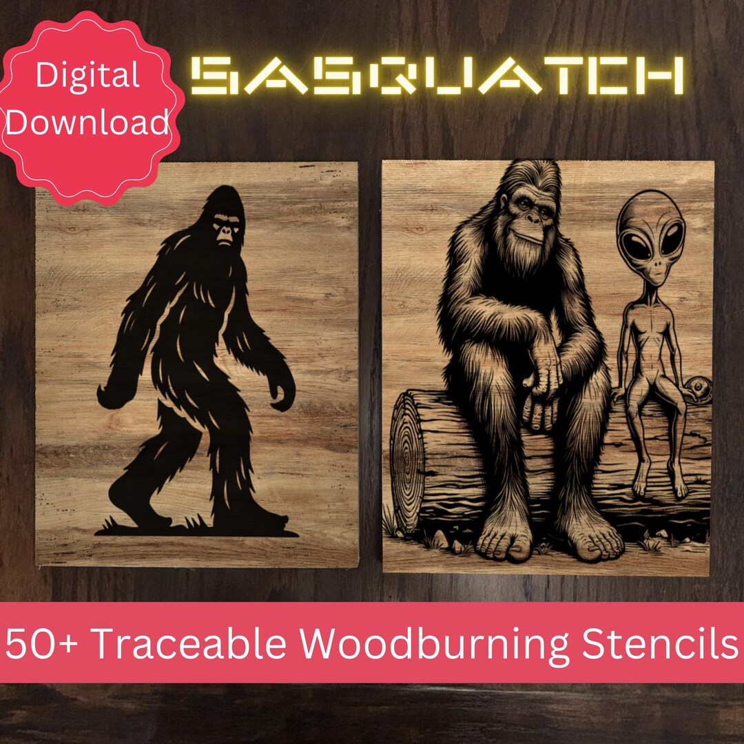 Bigfoot Wood Burning Stencil Bundle of 50, Traceable Pyrography ...