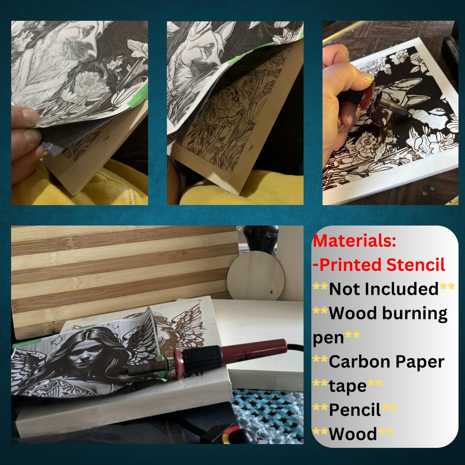Skull and Flowers Wood Burning Pattern 50 Pack, Template, 512x512 PNG ...