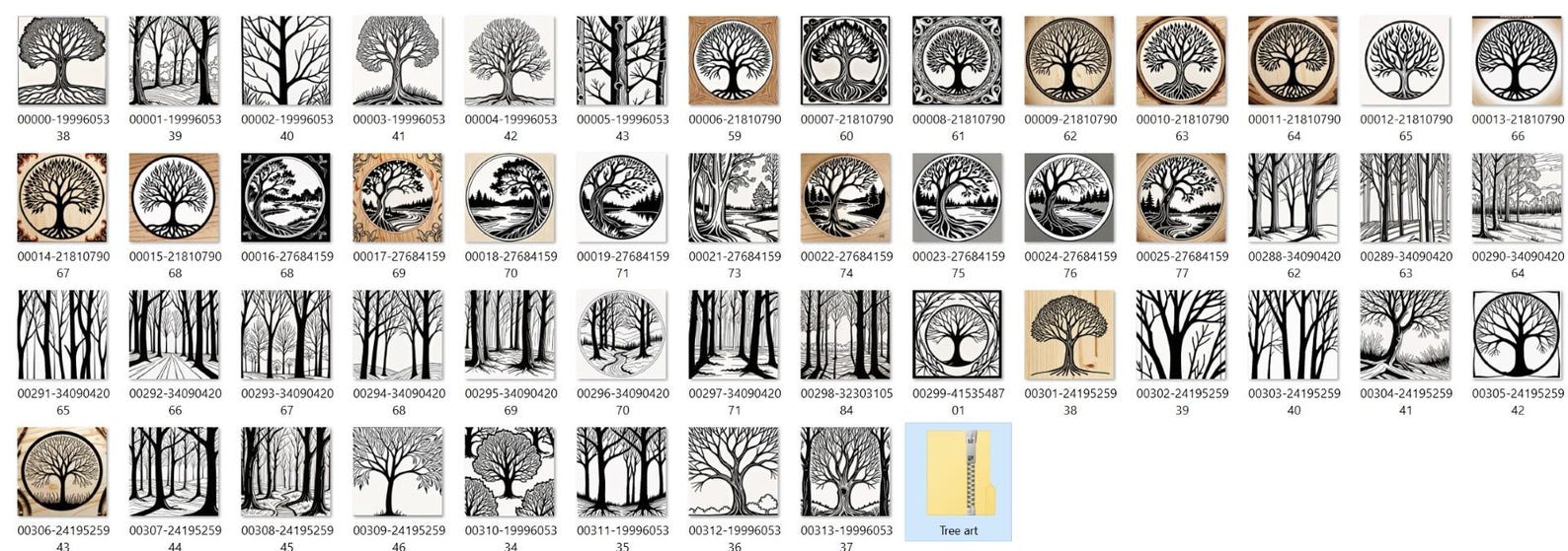 Trees Wood Burning Pattern, 50 Pack Stencil, Template, 512x512 PNG ...