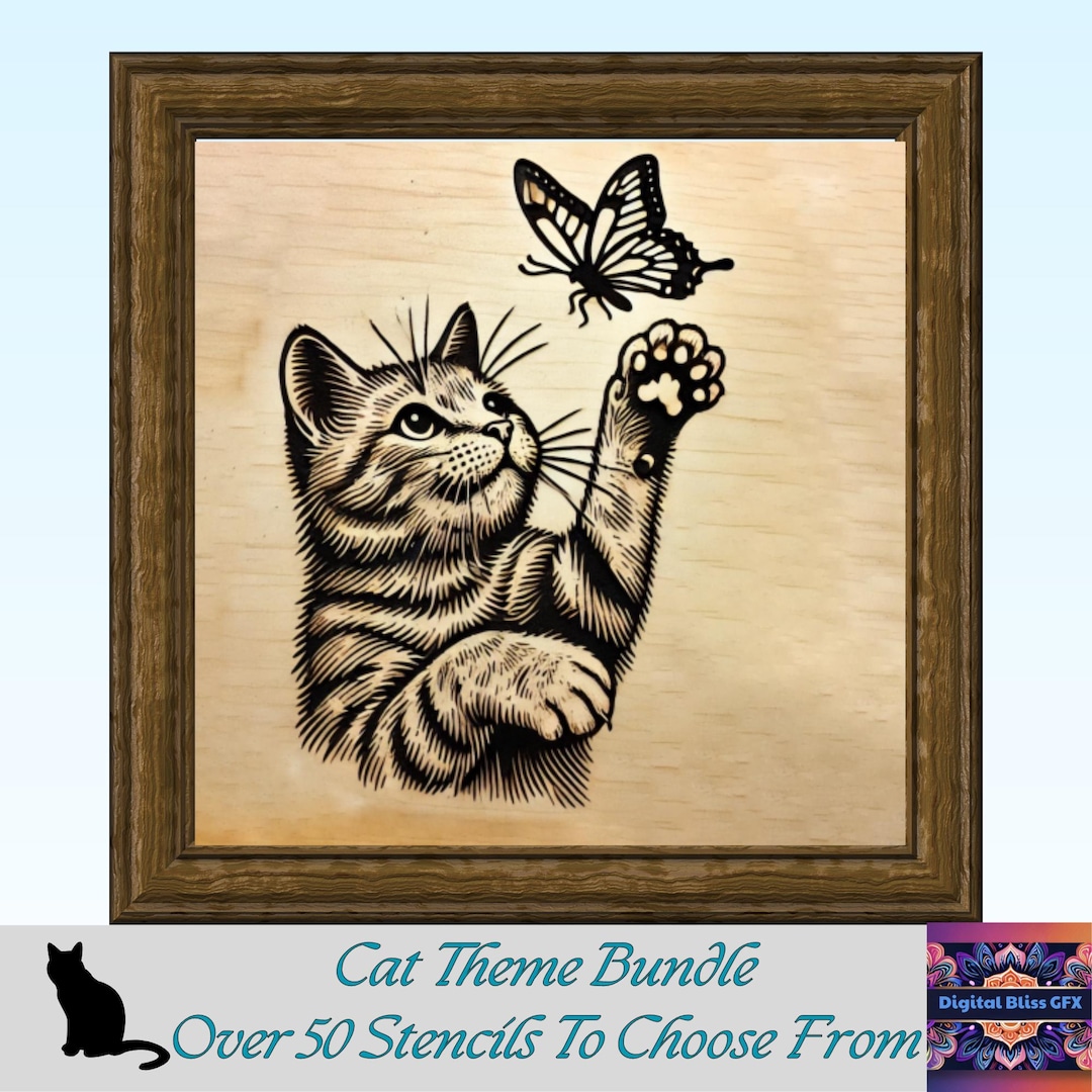 Cat Lovers Wood Burning 50 Pack Stencil, Template, 512x512 PNG, Various ...
