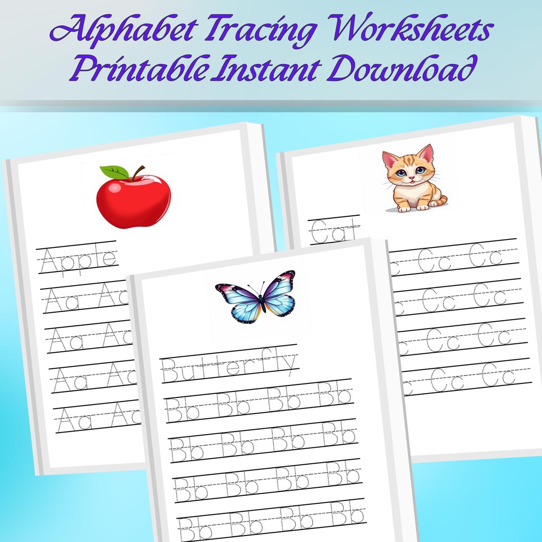 Alphabet Tracing Worksheet: A-Z Printable Letters (digital Download) - Etsy