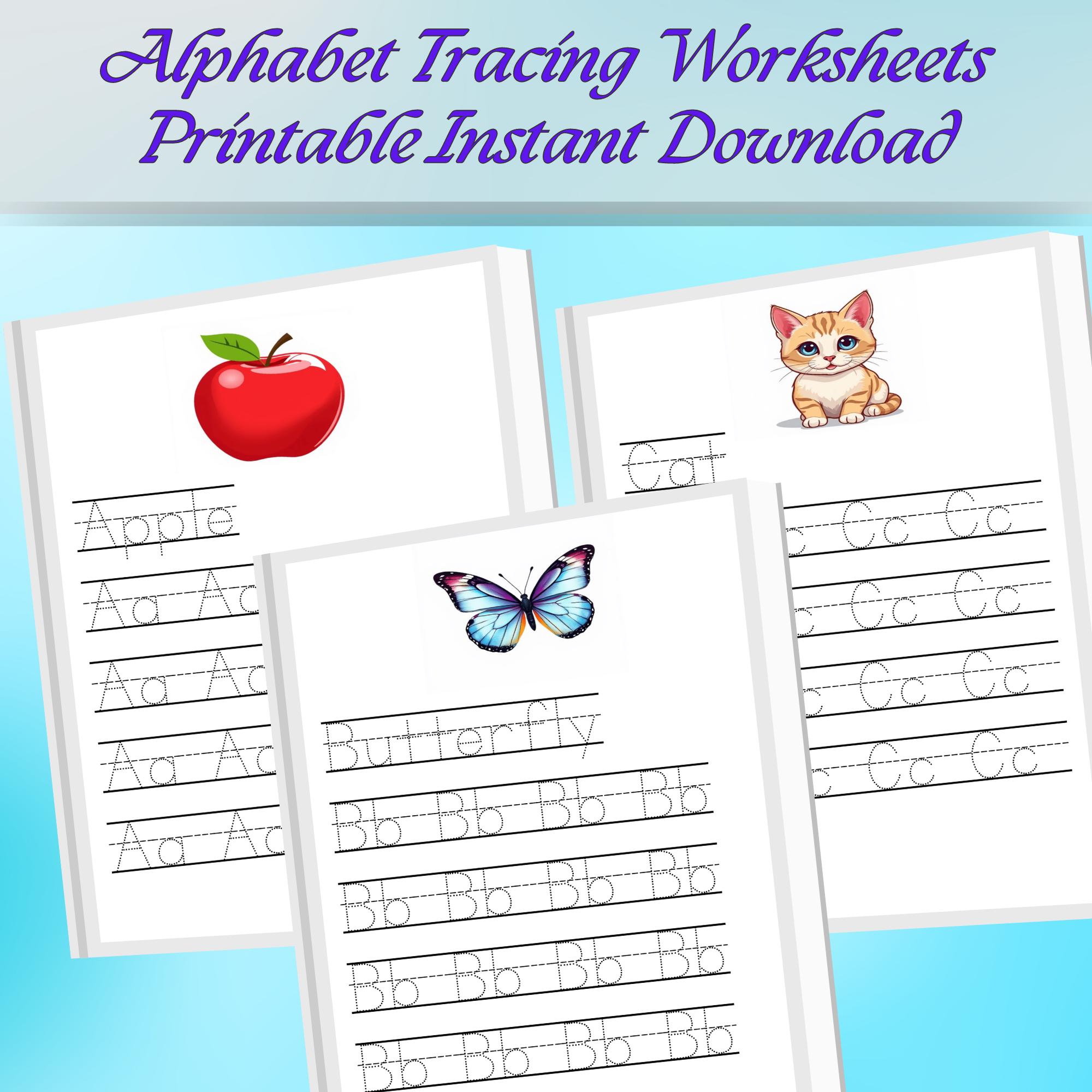 Alphabet Tracing Worksheet, Pre K, Kindergarten, Trace the Letters ...