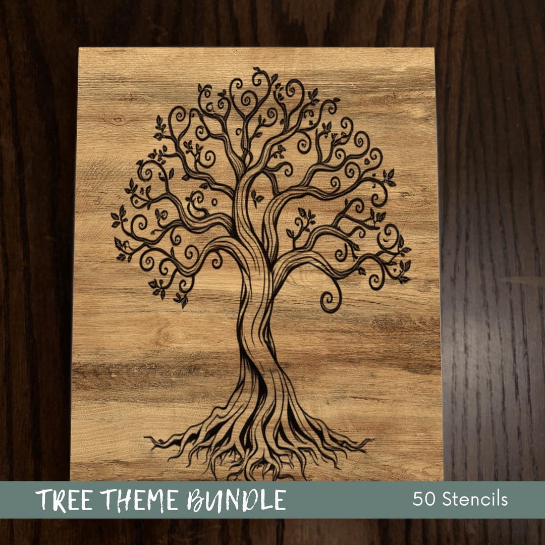 Trees Wood Burning Pattern, 50 Pack Stencil, Template, 512x512 PNG ...