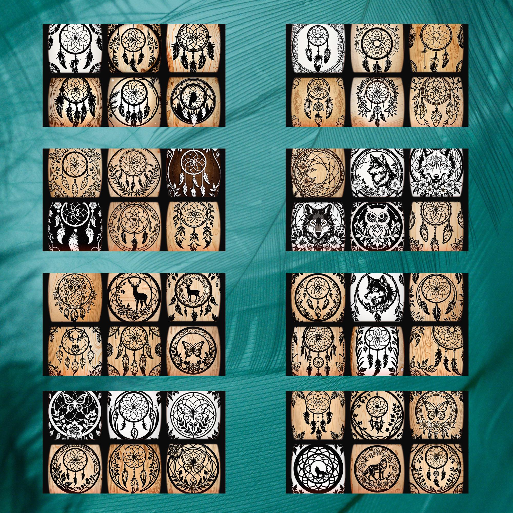 Dream Catcher Wood Burning Pattern 50 Pack, Spirit Animals, Wolf ...