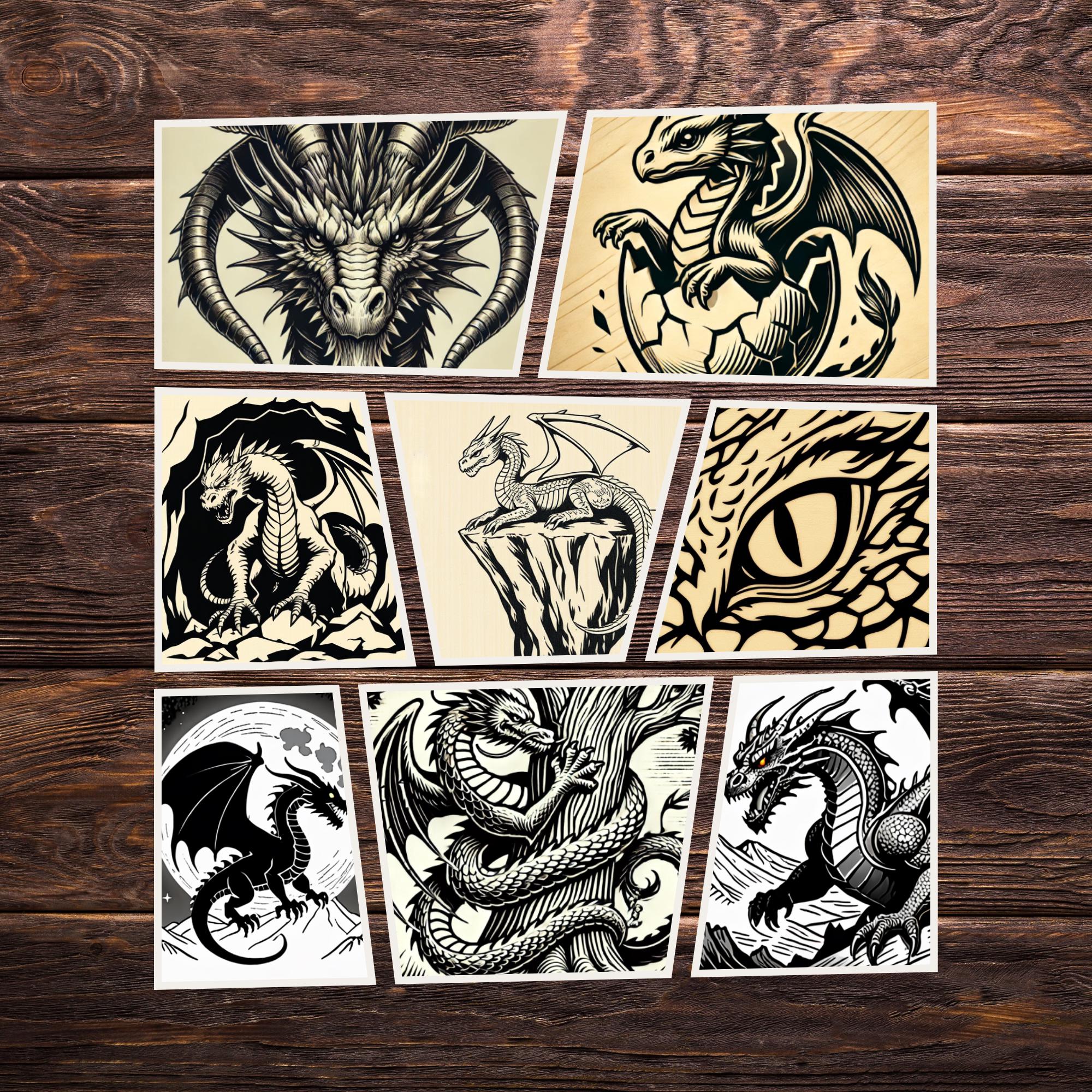 Dragon 50 Pack Wood Burning Pattern Original Png Files Unique