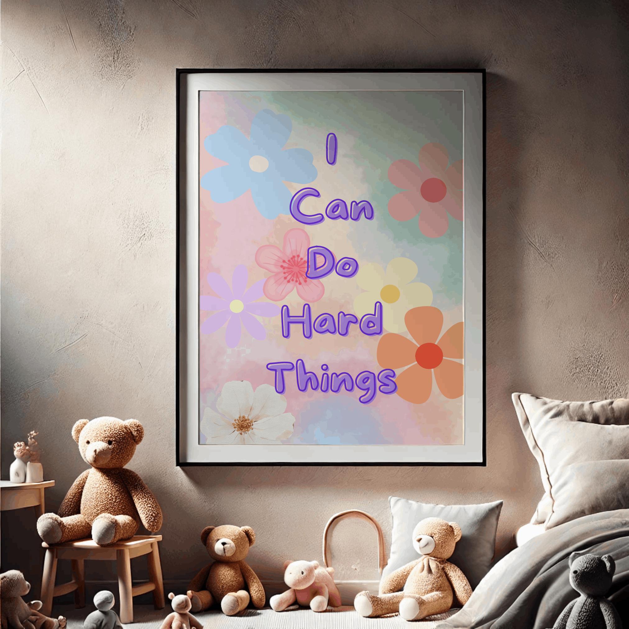 Printable I Can Do Hard Things Kids Affirmation Poster, Instant Digital ...