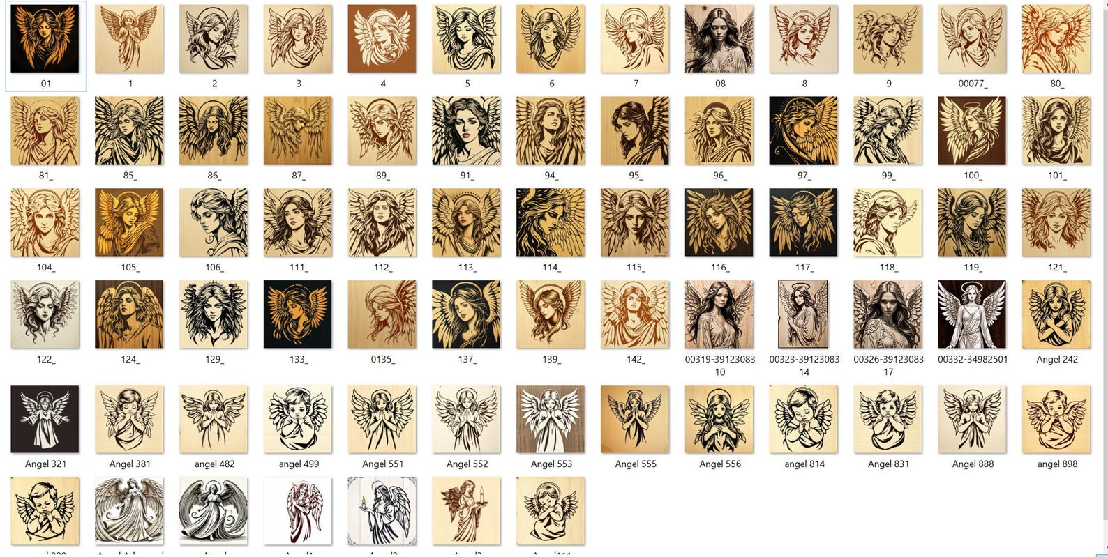 Angels Wood Burning Designs, 50 Pack, Template, PNG, Various Unique ...