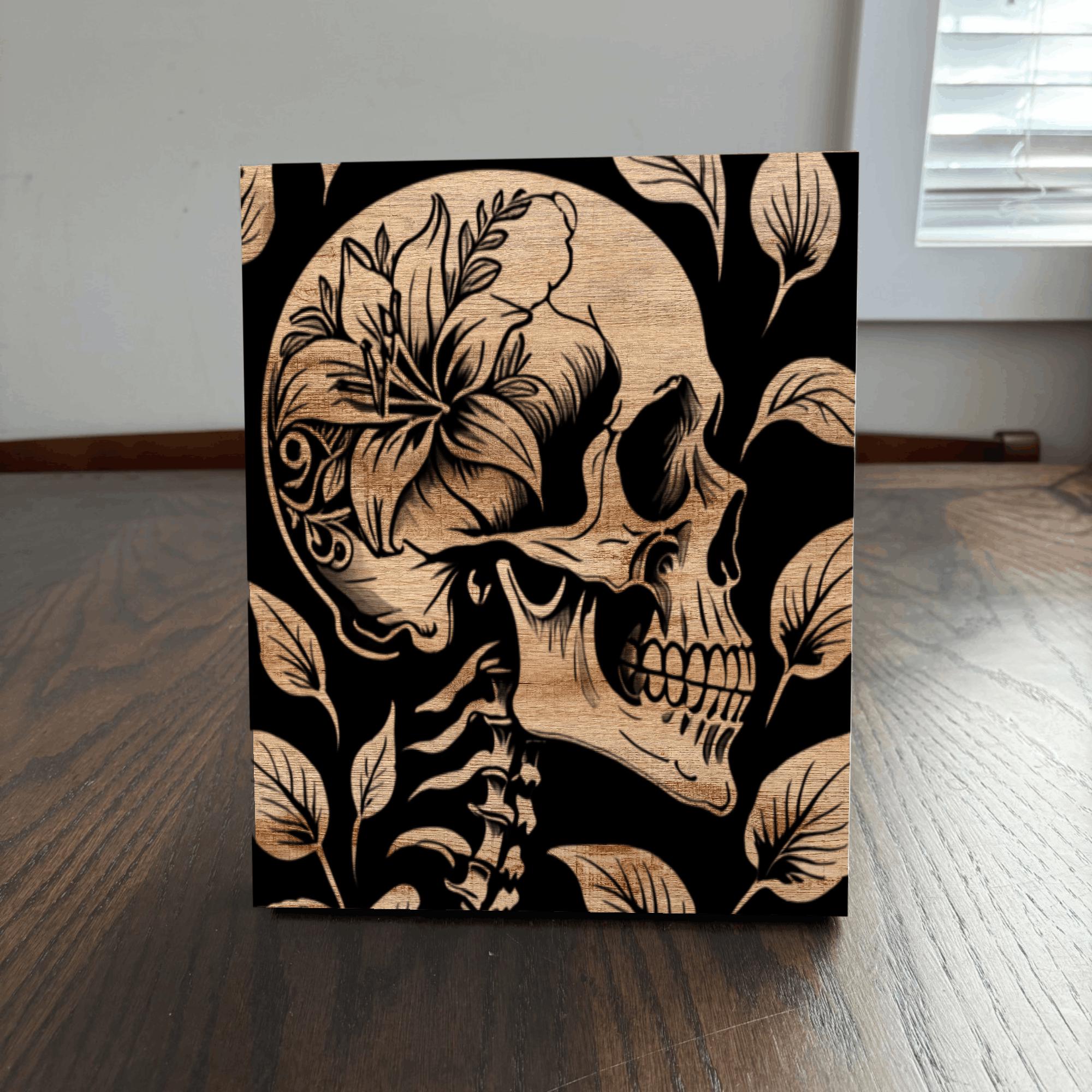 Skull and Flowers Wood Burning Pattern 50 Pack, Template, 512x512 PNG ...