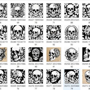 Skull and Flowers Wood Burning Pattern 50 Pack, Template, 512x512 PNG ...