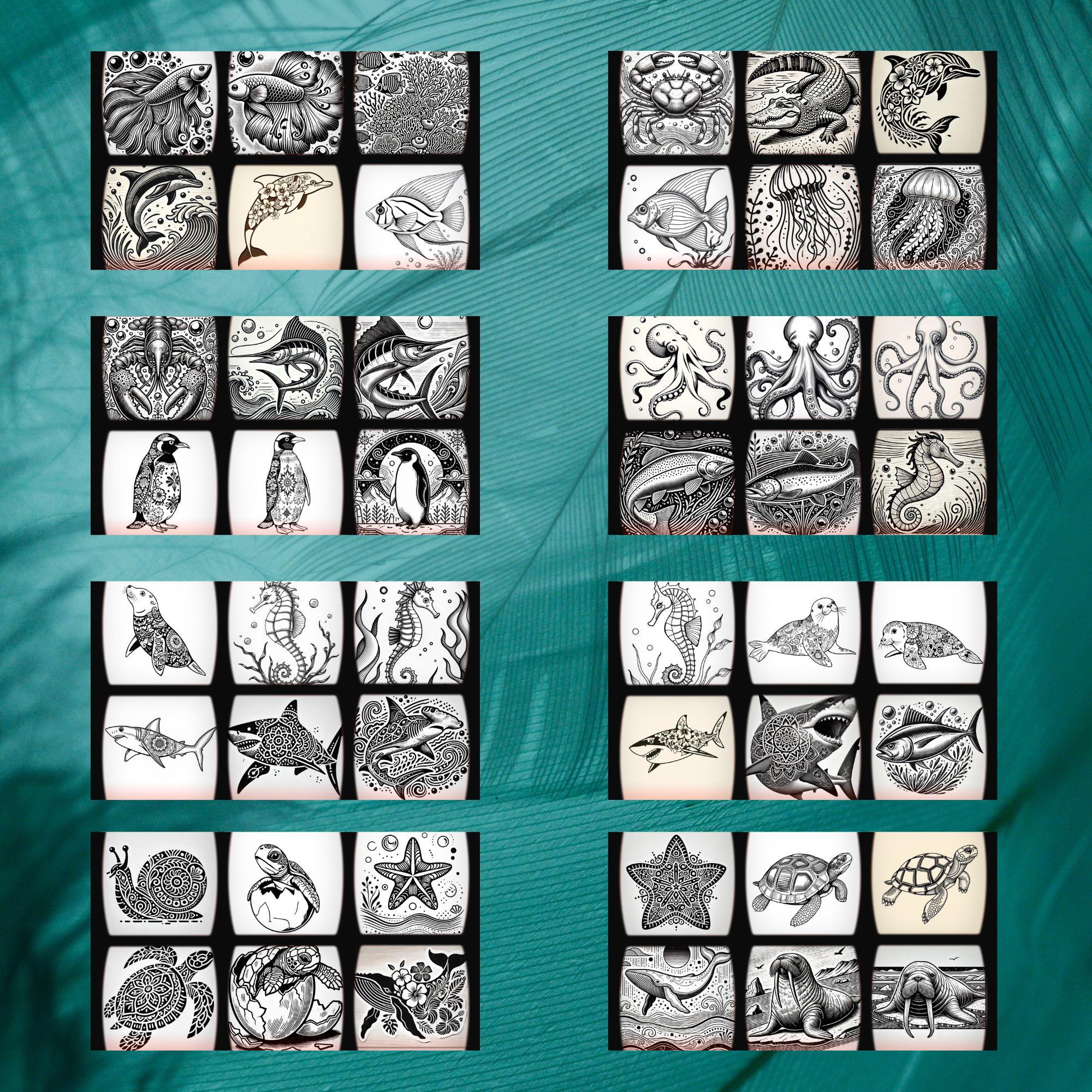 Ocean Animals Wood Burning Stencil Bundle, Traceable Pyrography ...