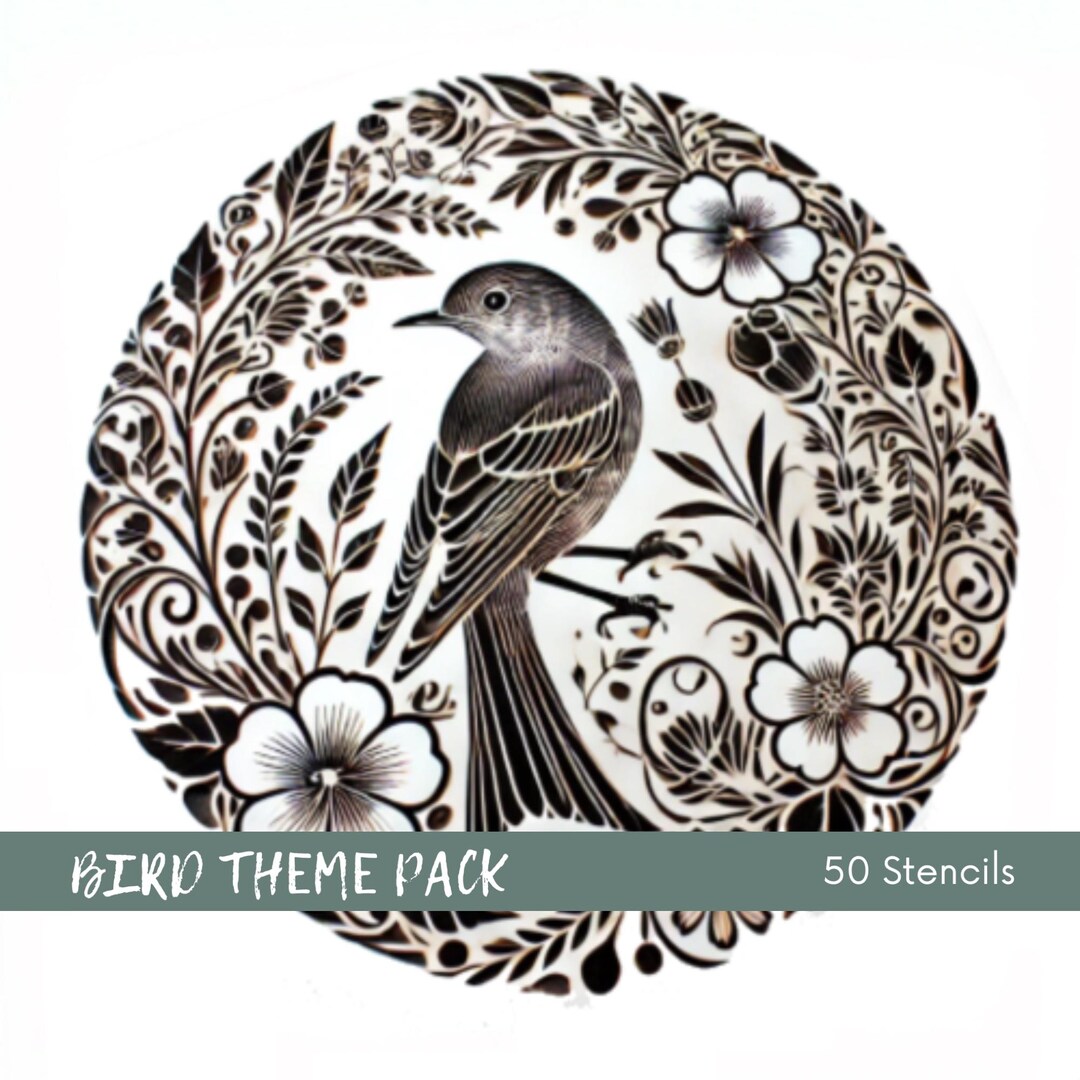 Bird Pyrography Stencil Bundle, 50 Wood Burning Patterns, 512x512 PNG ...