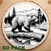 Bear Wood Burning 50 Pack Stencil, Template, 512x512 PNG, Various Bears ...