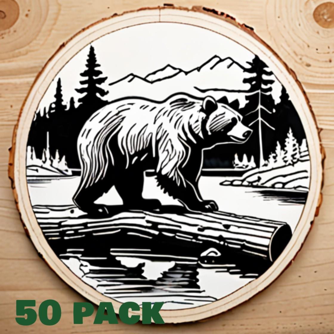 Bear Wood Burning 50 Pack Stencil, Template, 512x512 PNG, Various Bears ...