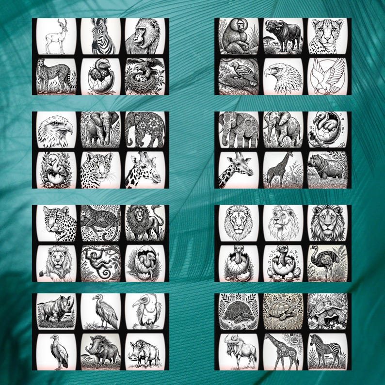 Safari Wood Burning Stencil Bundle of 50, Traceable Pyrography, Eagles ...