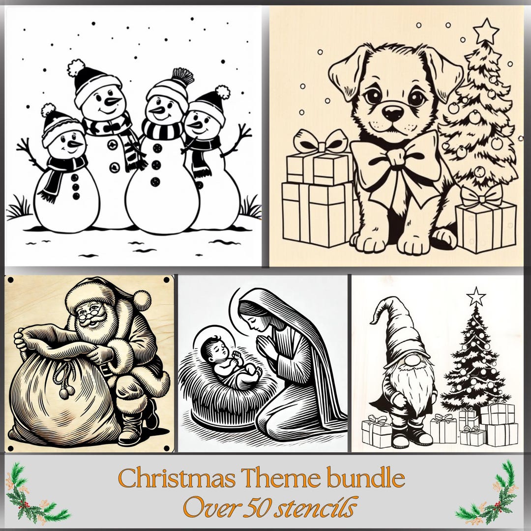 Christmas Wood Burning Stencil Bundle, 80 Patterns, Holiday Theme ...