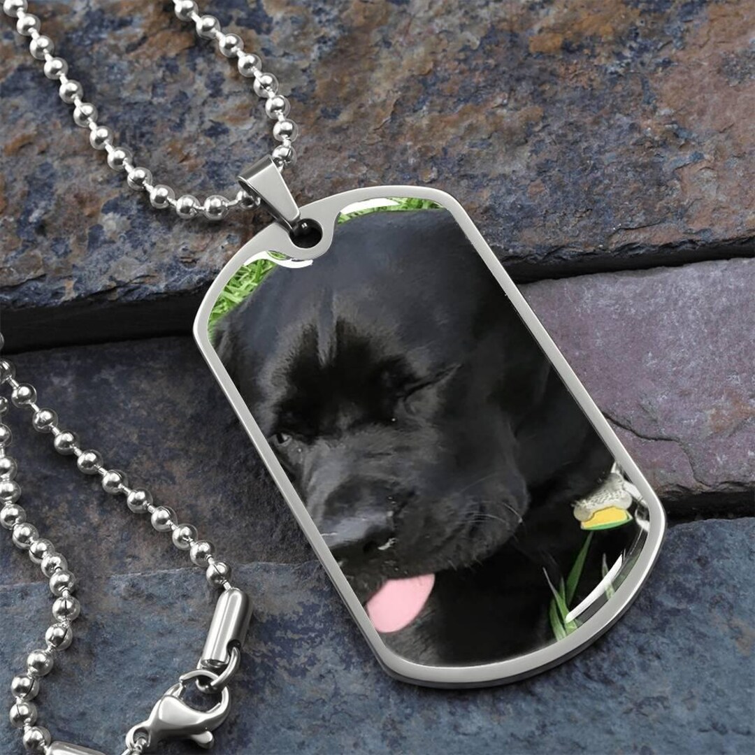 Personalized Photo Upload Dog Tag Necklace Engraved Silver Charm ...