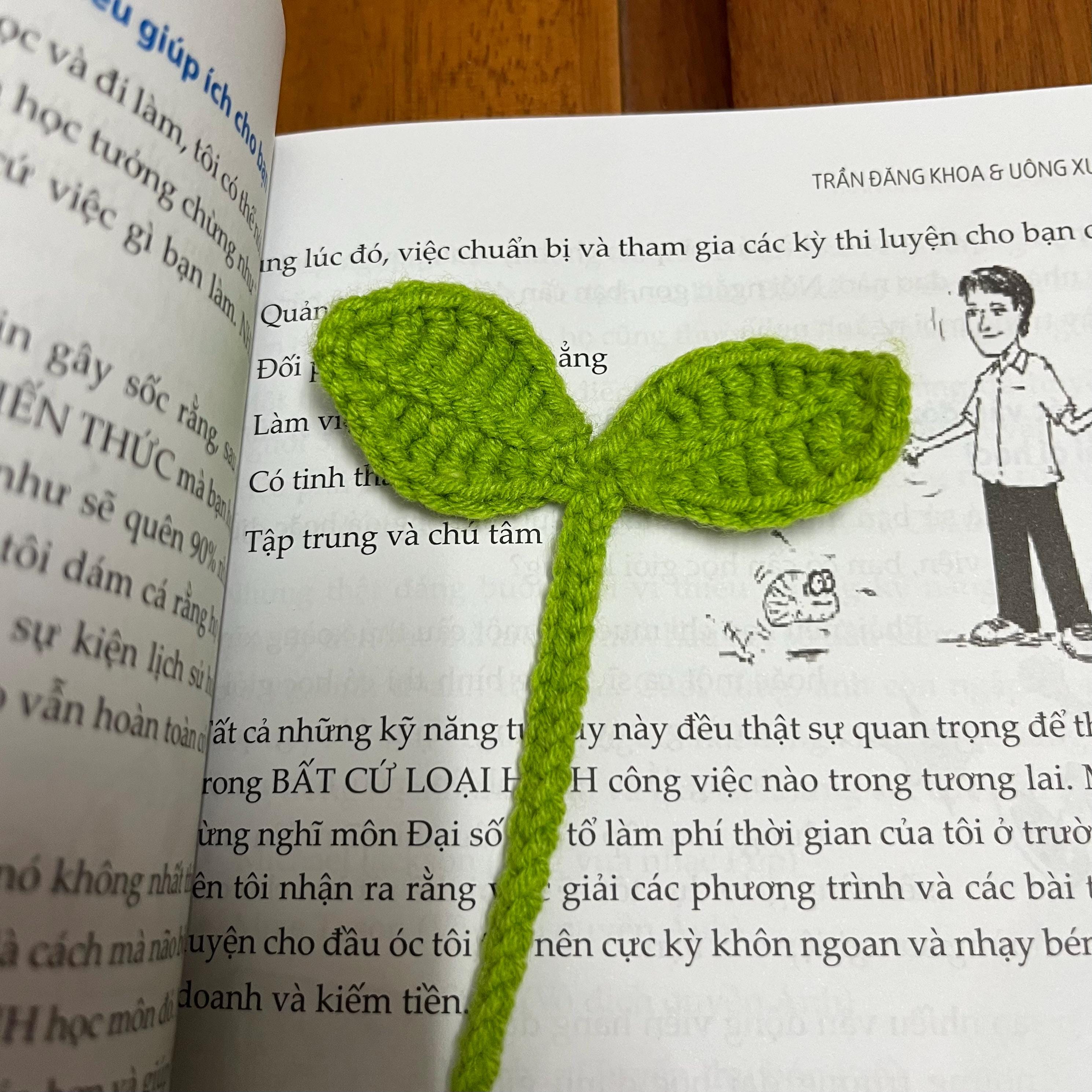 Crochet Leaf Sprout: Handmade Cotton Headphone Accessory, Bookmark - Etsy
